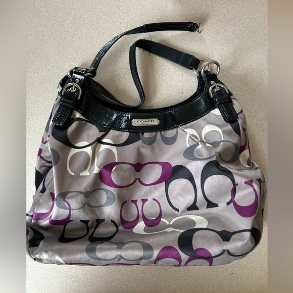 Coach | Bags | Coach Clover Sateen Bag Black And Purple Rehab Bag ...